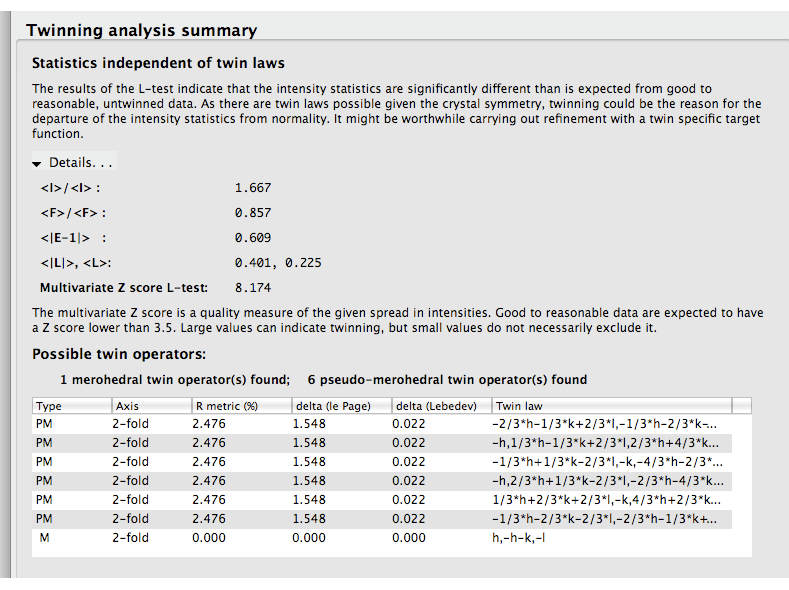 The phenix.xtriage graphical interface